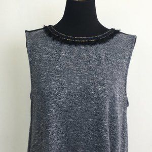 THML | Tops | Thml Blueblack Sleeveless Knit Sweater W Fringe | Poshmark